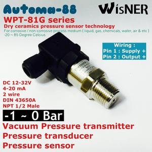 Jual Negative Pressure Transmitter -1 to 0 Bar 4-20mA 24V corrosive me ...