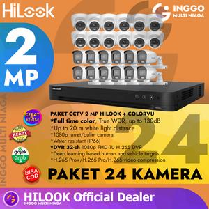 Jual PAKET CCTV 24 CHANNEL KAMERA 2MP HILOOK COLORVU MALAM BERWARNA ...