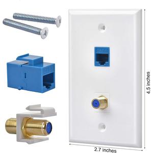 Jual 4 Pak Plat Dinding Ethernet Coax Dengan 1 Cat6 Keystone Port Dan 1 ...