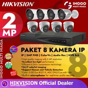 Jual PAKET IP CAMERA 8 KAMERA 2MP HIKVISION COLORVU AUDIO REKAM SUARA ...