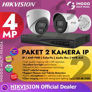 Jual PAKET IP CAMERA 2 KAMERA 4MP HIKVISION COLORVU AUDIO REKAM SUARA ...