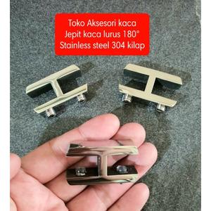 Jual Konektor kaca lurus glass connector klip clip stainless steel 304 ...