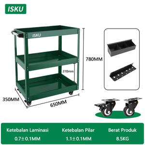 Promo ISKU Troli Bengkel Rak 3 Susun Trolly Trolley Besi rak kerja ...