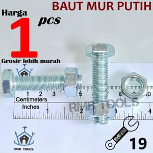 Jual Baut Mur Putih Hex M12x50 5cm Besi Galvanis BMP Hexagon Kunci 19 M12 - Kota Tangerang ...