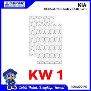 Jual KERAMIK DINDING / TEMBOK / WALL TILE KIA HEXAGON BLACK 25X40 KW1 👷 ...