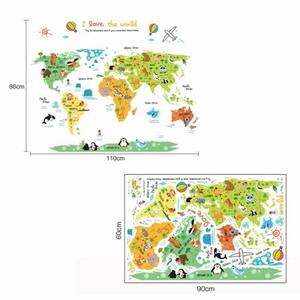 Jual k♫u6 wallsticker map peta kartun anak / dekorasi peta / kids map ...