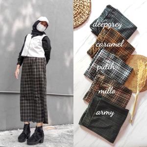 Jual Rok Tartan Panjang Span Korean Style Rok Kotak Kotak Panjang Korea ...