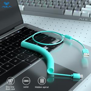 Jual AULA Kabel Spiral Mikro Mini Monokromatik Kabel Keyboard Tipe C ...