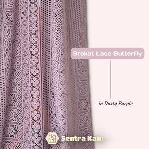 Jual Kain Bahan Kebaya Brokat Lace Butterfly warna dusty purple taro ...