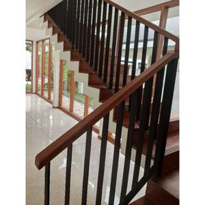 Jual pagar railing tangga minimalis plat strip pegangan kayu - Jakarta ...