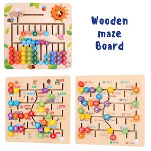 Jual wooden alphabeth number maze counting board papan hitung mainan ...