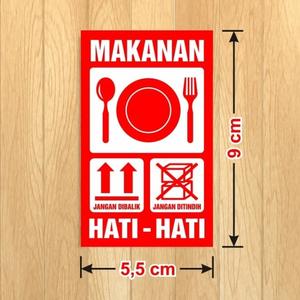 Jual tmd stiker label pengiriman makanan sticker food hati-hati 9 x 5,5 ...