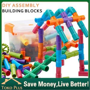 Jual 200 PCS Mainan Edukasi Block Pipa DIY Pipe Puzzle / Mainan Block ...