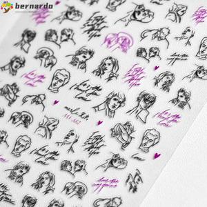 Jual Bernardo Sketsa Stiker Kuku Sketsa Garis Abstrak Desain Wajah ...