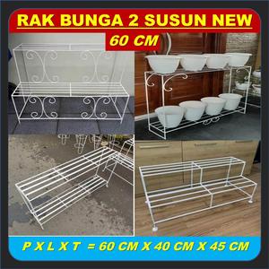 Jual Rak Bunga Besi Minimalis Susun 2 Standing Pot Panjang 60 CM Model ...