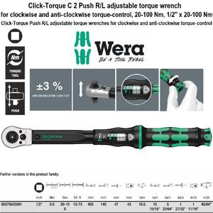 Jual Torsi 1/2"Sq Wrench Push 20-100Nm Wera 05075625001 C2 R/L Click ...