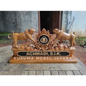 Jual tools Papan Nama Meja Kantor Kayu Jati Model Harimau Macan ...