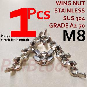 Jual Wing Nut Stainless M8 SS 304 / Mur Kupu-Kupu Kuping Stainless M8 ...