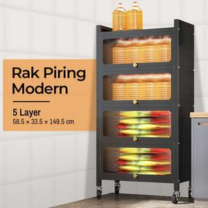 Jual Rak Piring Modern Kitchen Cabinets Floor Rack 5 Layer - Hitam ...