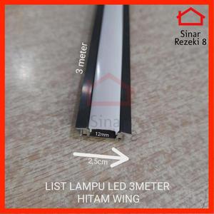 Jual List Lampu LED 3 meter WING HITAM / Rumah Strip Cover Aluminium ...