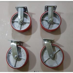 Jual roda polyurethane heavy duty 8" putar diam / hidup mati Best ...