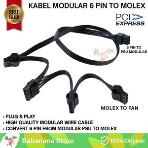 Jual Kabel modular 6 pin to 4x molex fan psu connector adapter splitter ...