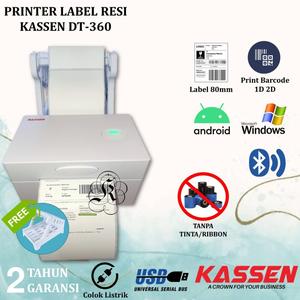 Jual PRINTER THERMAL BLUETOOTH KASSEN DT-360/DT360 CETAK RESI TOKPED ...