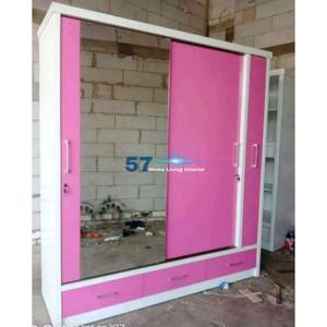 Jual Lemari Pakaian Minimalis Anak Pintu Sliding Bahan Plywood HPL ...