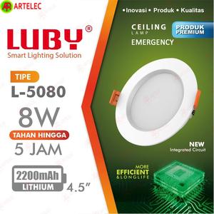 Jual lampu downlight darurat led LUBY L-5080 8w emergency ceiling lamp ...
