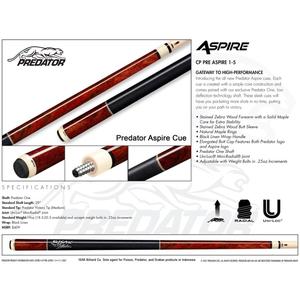 Jual New Predator Aspire 1-5 Pool Cue | Low Deflection Radial One Shaft ...