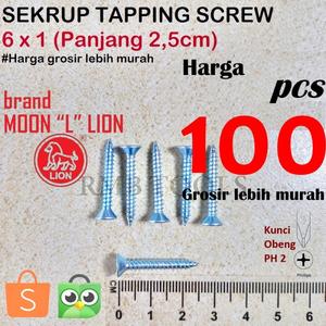 Jual Sekrup Tapping Screw FH 6 x 1 Panjang 2.5cm Kayu Tembok Aluminium ...
