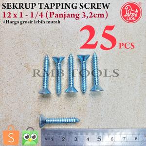 Jual Sekrup Tapping Screw FH 12 x 1-1/4 Panjang 3.2cm Kayu Tembok ...