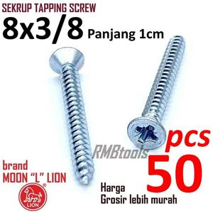 Jual Sekrup Tapping Screw FH 8 x 3/8 Panjang 1cm Kayu Tembok Aluminium ...