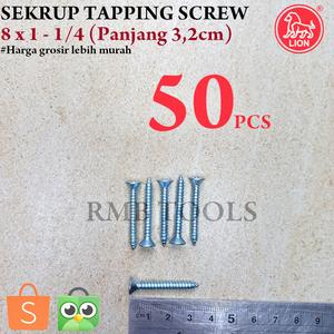 Jual Sekrup Tapping Screw FH 8 x 1-1/4 Panjang 3.2cm Kayu Tembok ...