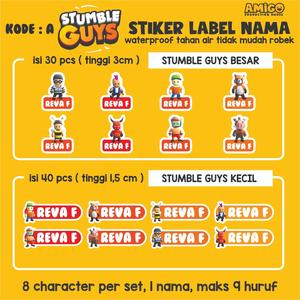 Jual Label Nama Anak Stumble Guys Sticker Gambar Stiker Custom - Kota ...