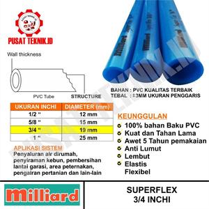 Jual Selang Air 1/2" 5/8" 3/4" 1" MILLIARD SUPERFLEX/Selang taman milliard - 1/2" - Kab. Badung ...