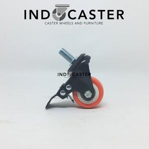 Jual Roda Troli Roda Lemari Roda Etalase PU Merah RHJ - TW Drat Rem 2 ...