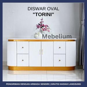 Jual [FREE ONGKIR] Diswar Oval Premium Torini | Bufet Meja TV Putih ...