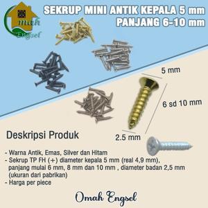 Jual Wb06 Skrup Mini Antik Kepala 5 Panjang 6-1 Mm P.S25 Sekrup Flat ...