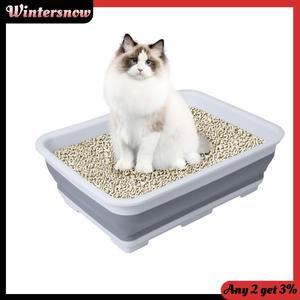 Jual Win Open Cat Litter Box Kitten Potty Pan Foldable Toilet Kucing ...
