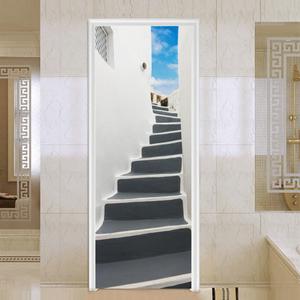 Jual Stiker Pintu Pola Tangga 3D, Wallpaper Berperekat DIY, Mural Tahan ...