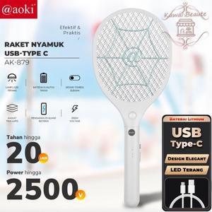 Jual Aoki Raket Nyamuk AK-879 bisa diCas Ulang Colokan USB Type-C Lampu LED - Kota Makassar ...