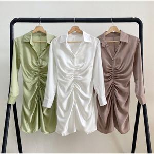 Jual [Ready] Avi Dress Korean Simple Basic Polos Kerah Formal Sopan ...