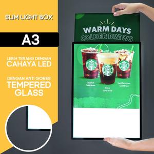 Jual Frame LED Portable slim light box A3 | Frame Lampu Menu Promosi ...