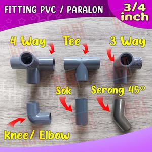 Jual Fitting 3/4 inch, 3 Way, 4 Way, Knee, Tee, 45º PVC warna Abu-abu ...
