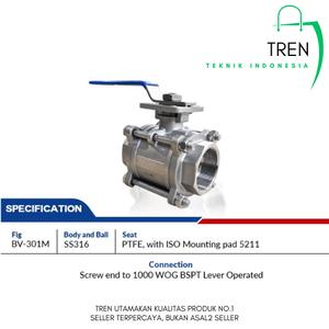 Jual 1/4" BALL VALVE 3PC MOUNTING PAD ACTUATOR STAINLESS SUS316 ...