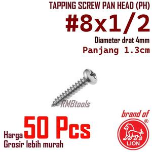 Jual Sekrup Skrup Tapping PH 8x1/2 1.3cm Pentol Kayu Tembok Alumunium 8 ...