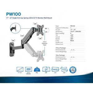 Jual Bracket Monitor TV Wall Gas Spring Naik Turun 24" - 34" OXIMUS PW100 - - PW100 Black ...