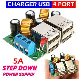 Jual Modul Charger USB 4 Port 5V 5A Step Down Power Supply Board Dc 12v ...
