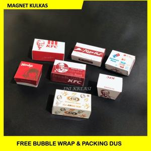 Jual magnet kulkas dus pizza hut, domino, kfc, AW, Kfc Rice box, hokben ...